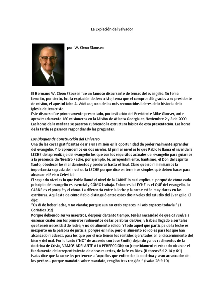 La Expiación según W. Cleon Skousen | PDF | Moisés | Cristo (título)
