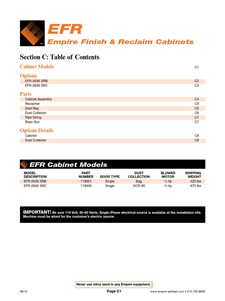EFR Cabinets Parts Book | PDF | Pipe (Fluid Conveyance) | Door