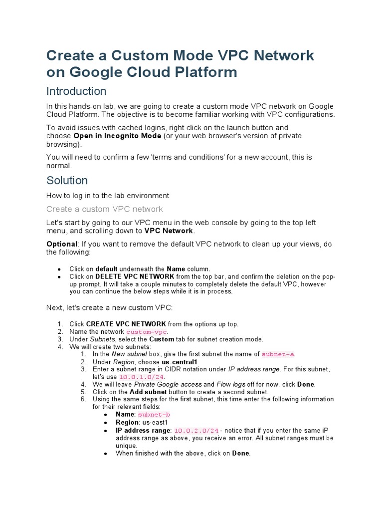 Lab04 - Custom VPC Network | PDF | Computer Network | Port (Computer Networking)