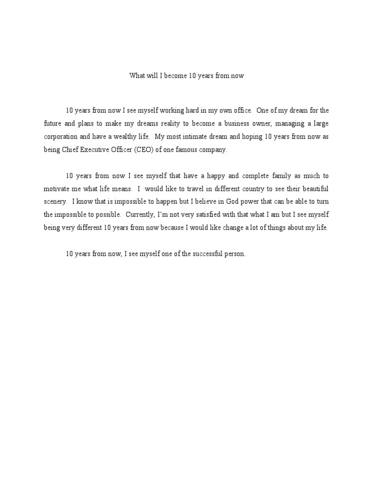 My Future Vision: 10 Years Ahead | PDF