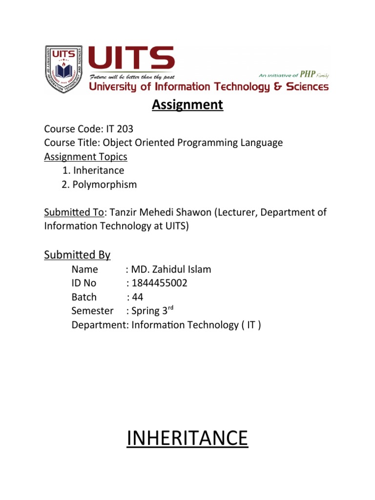 Oop Assignment Download Free Pdf Inheritance Object Oriented Programming Method