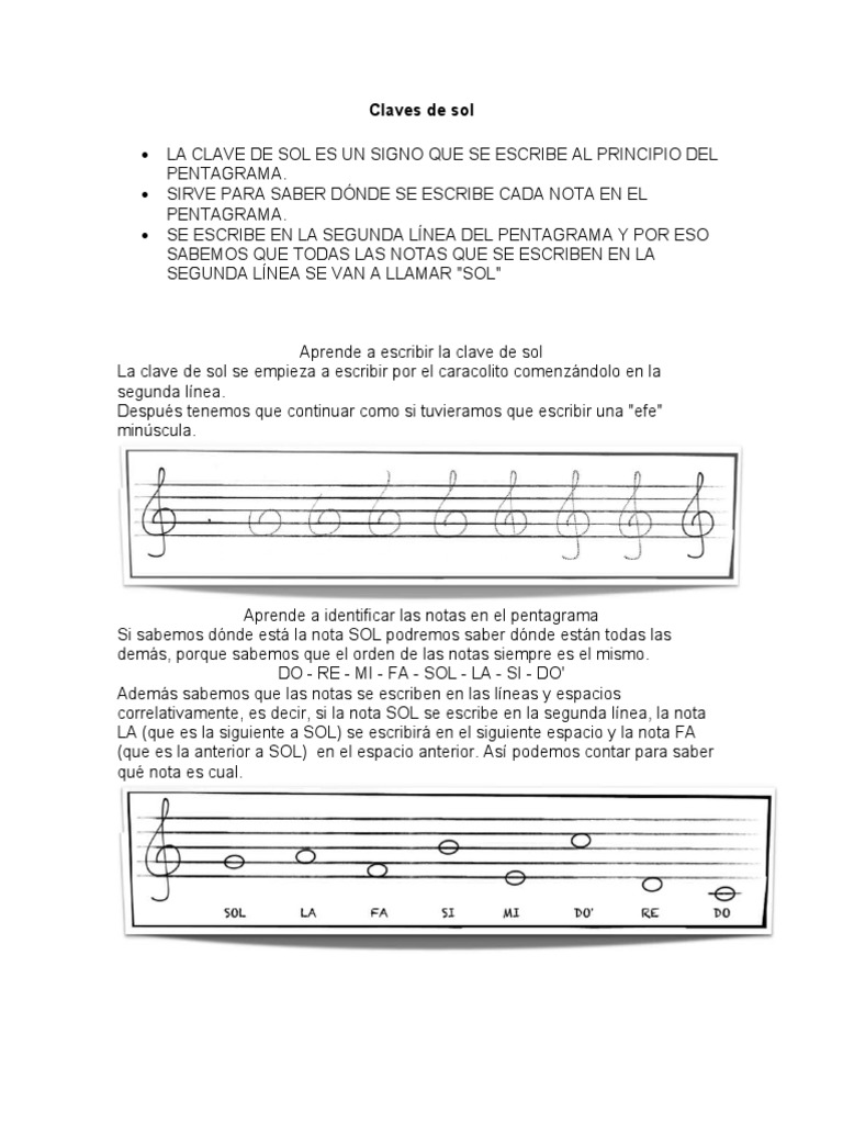 Hojas De Trabajo De Clave De Sol Y De Fa Notas En Claves Musicales: