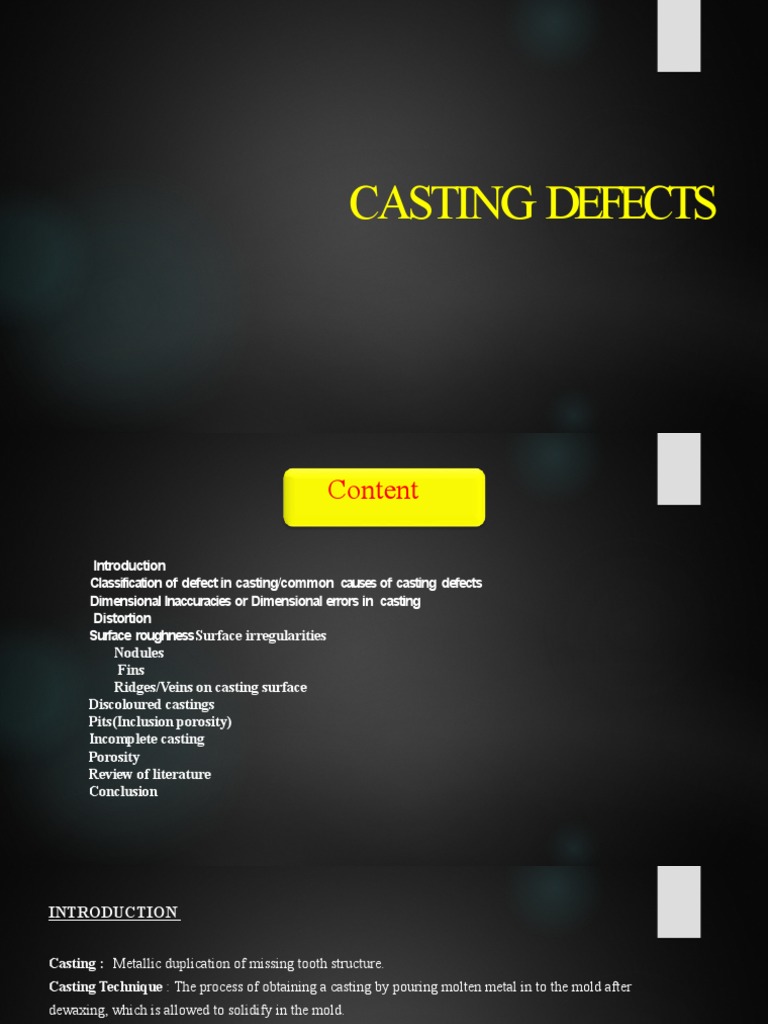 Casting Defects Final | PDF | Casting (Metalworking) | Porosity