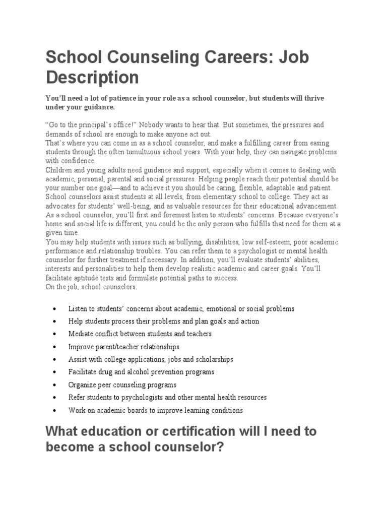 School Counseling Careers | PDF | School Counselor | Counseling Psychology