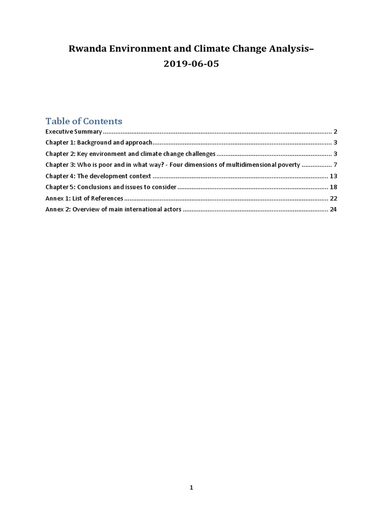 Rwanda Environment and Climate Change Analysis - 2019-06-05 | PDF ...