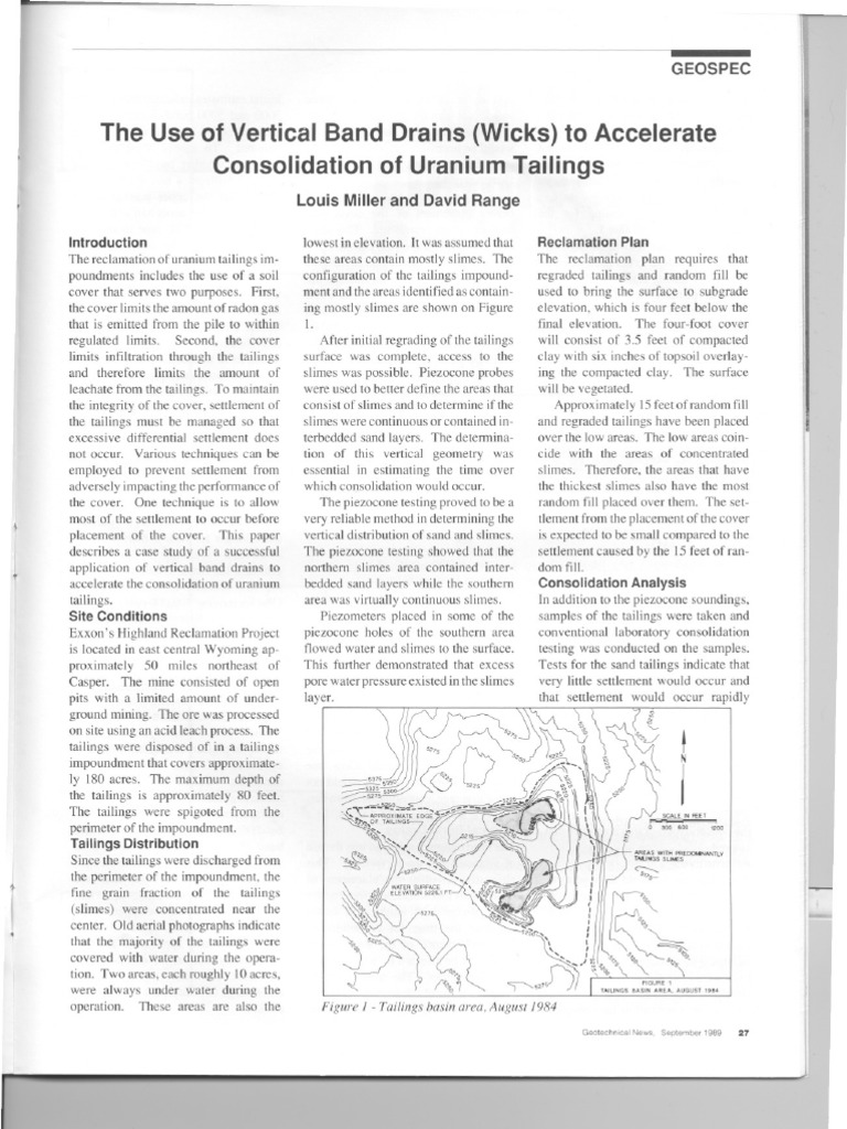 The Use of Vertical Band Drains (Wicks) To Accelerate Consolidation of ...