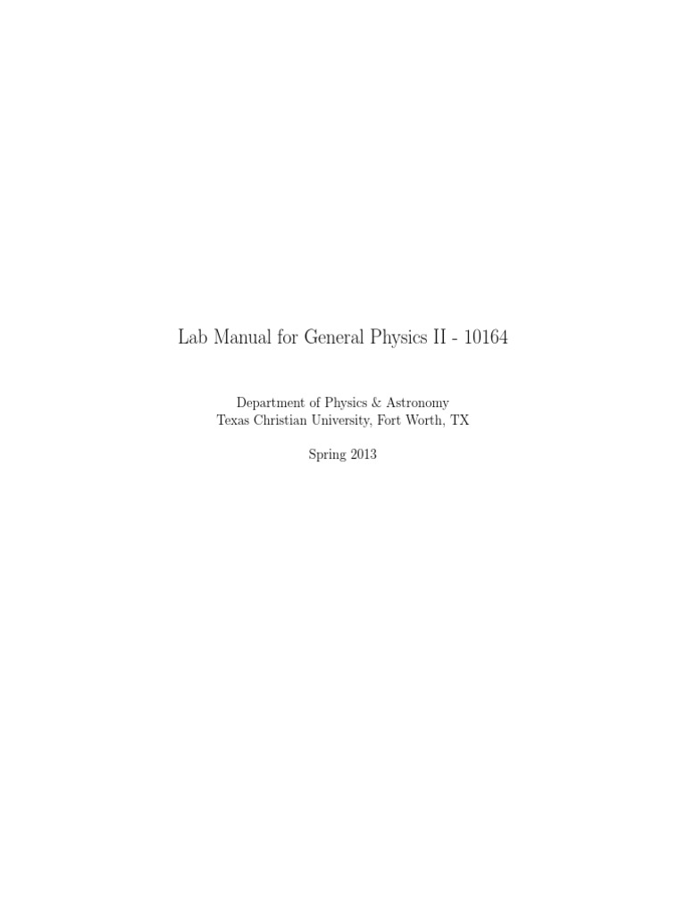 Lab Manual For General Physics II - 10164 | PDF | Series And Parallel ...