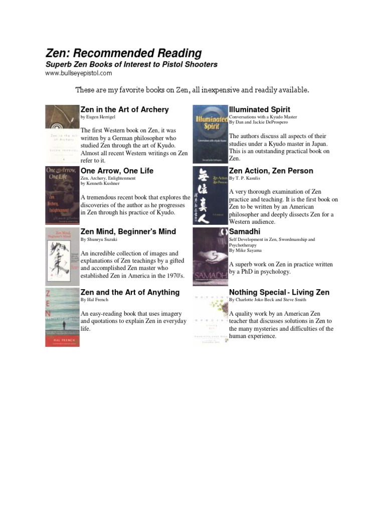 Zen: Recommended Reading: Superb Zen Books of Interest To Pistol ...