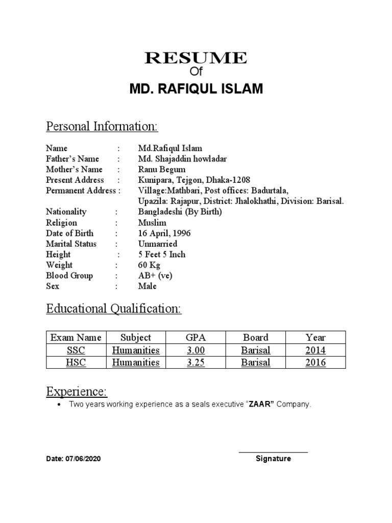 Resume: Md. Rafiqul Islam | PDF
