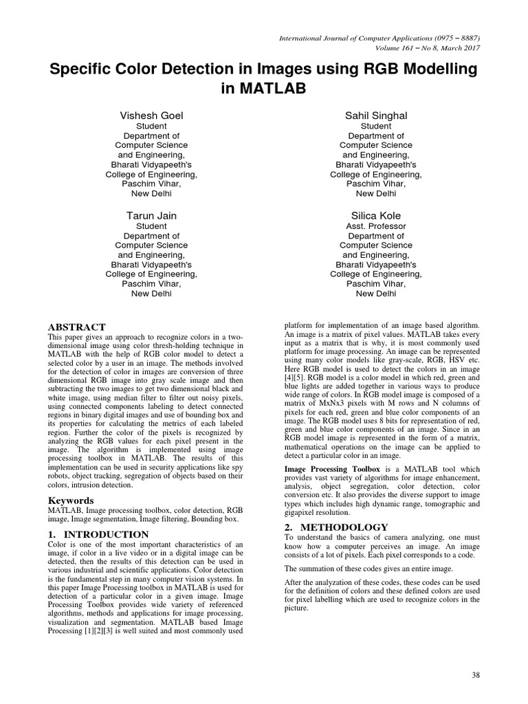 RGB Color Detection in MATLAB | PDF | Rgb Color Model | Imaging