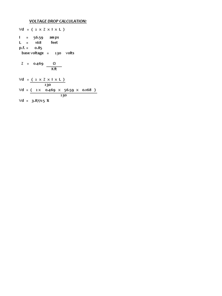 Voltage Drop Calculation Guide | PDF