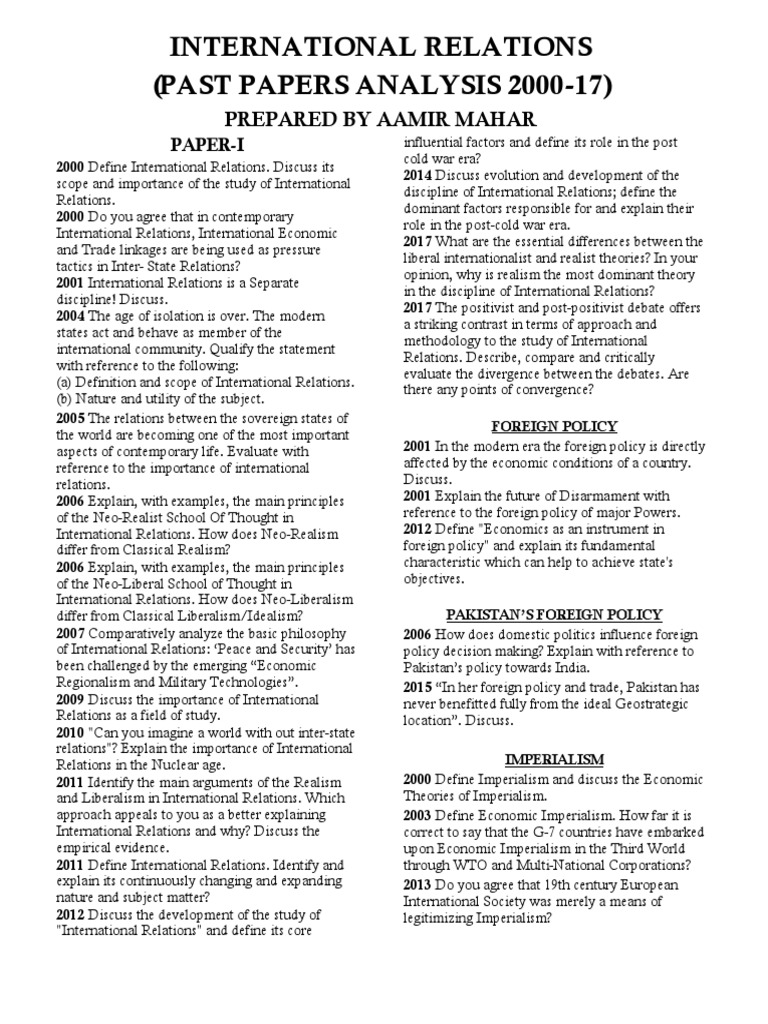 International Relations Past Papers Analysis | PDF | Nuclear ...