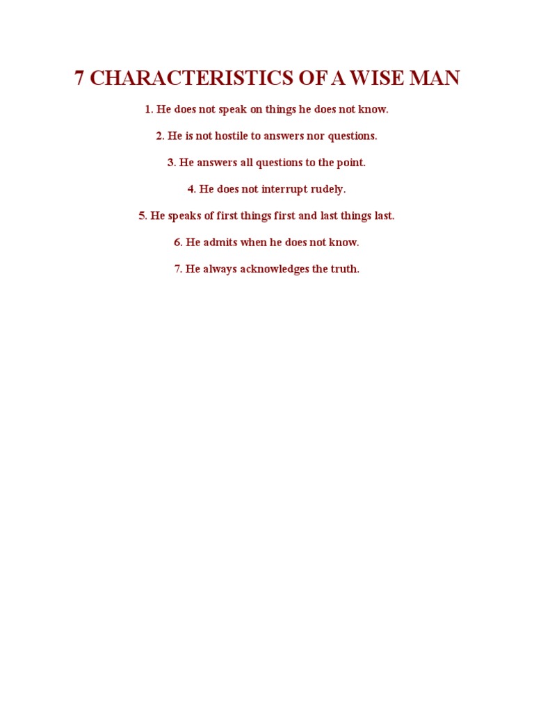 7 Characteristics of A Wise Man | PDF