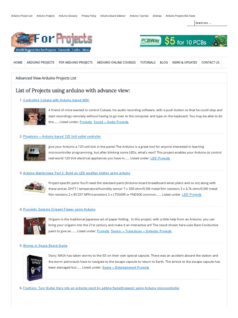 Advanced View Arduino Projects List - Use Arduino For Projects | PDF ...