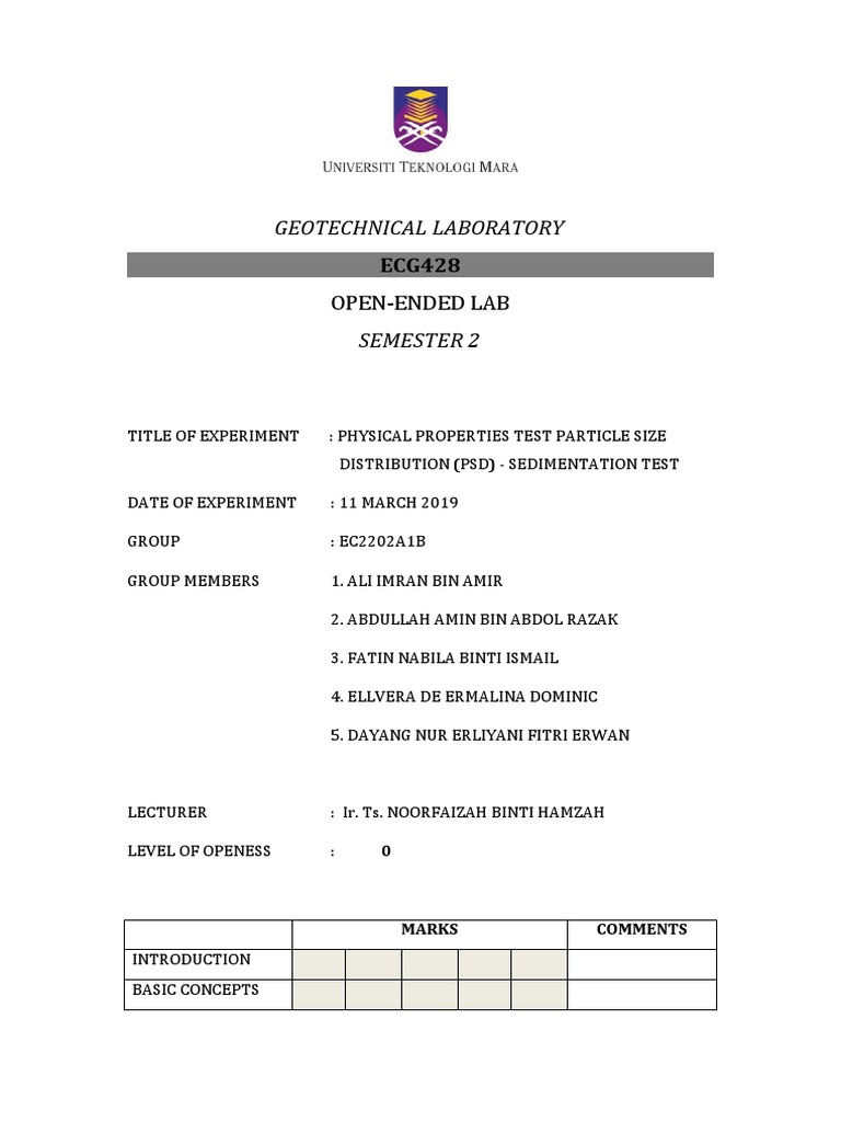 Geotechnical Laboratory: Open-Ended Lab | PDF