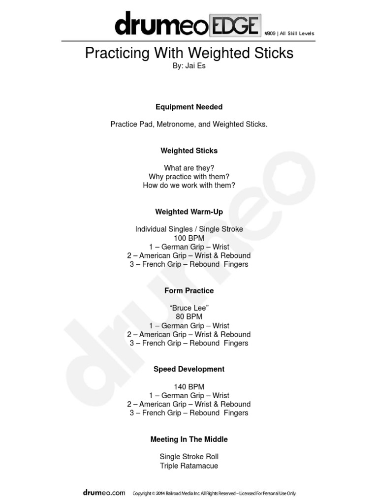 809 - Practicing With Weighted Sticks | PDF