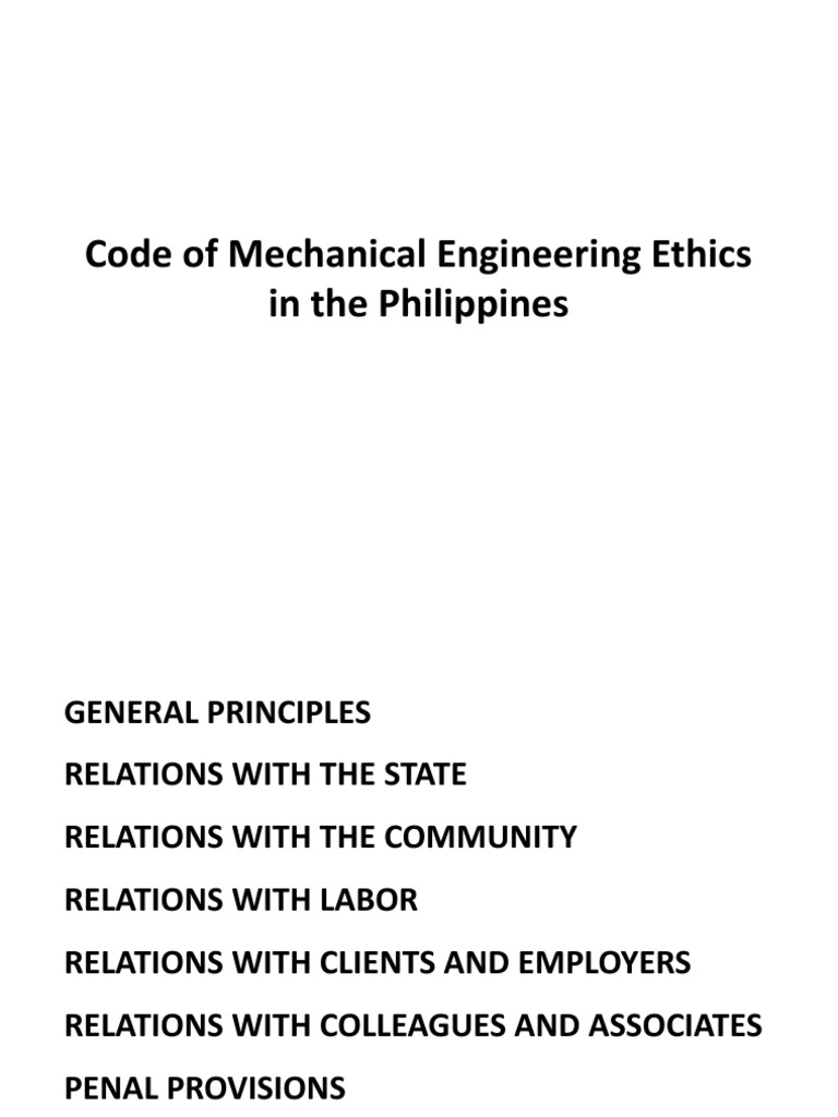 Code of Mechanical Engineering Ethics in The Philippines | PDF ...