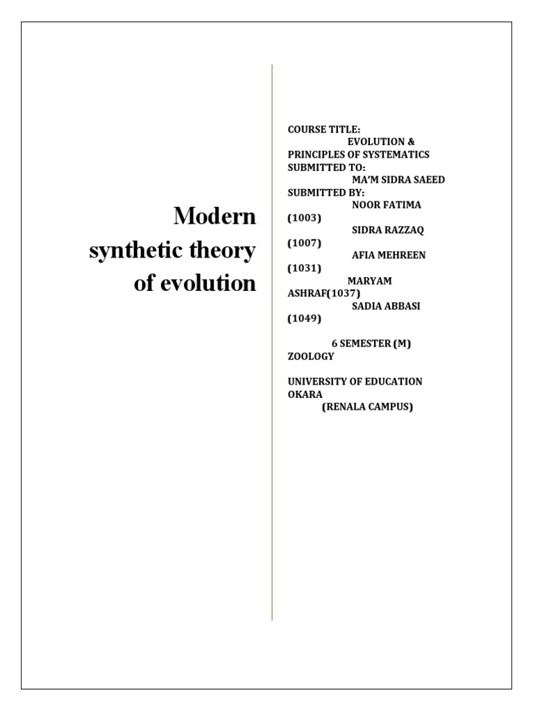 Modern Synthetic Theory of Evolution | PDF | Evolution | Gene