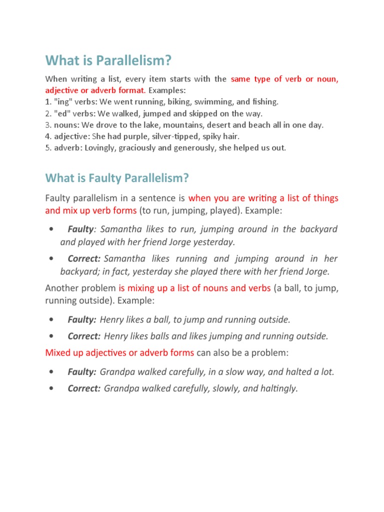 Identifying and Correcting Faulty Parallelism in Writing | PDF | Adverb ...