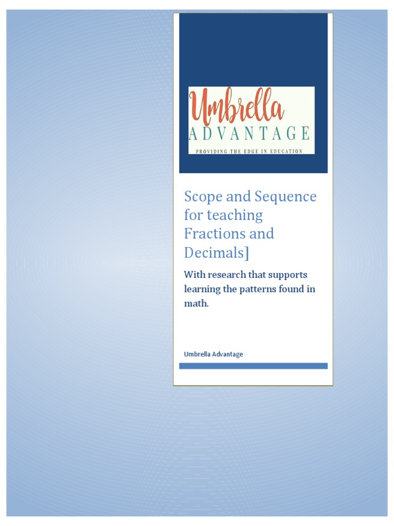 Scope and Sequence For Fraction and Decimal Instruction | Download Free ...
