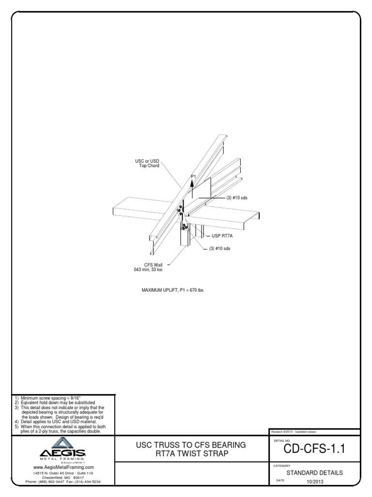 CD-CFS-1.1: Usc Truss To Cfs Bearing Rt7A Twist Strap | PDF