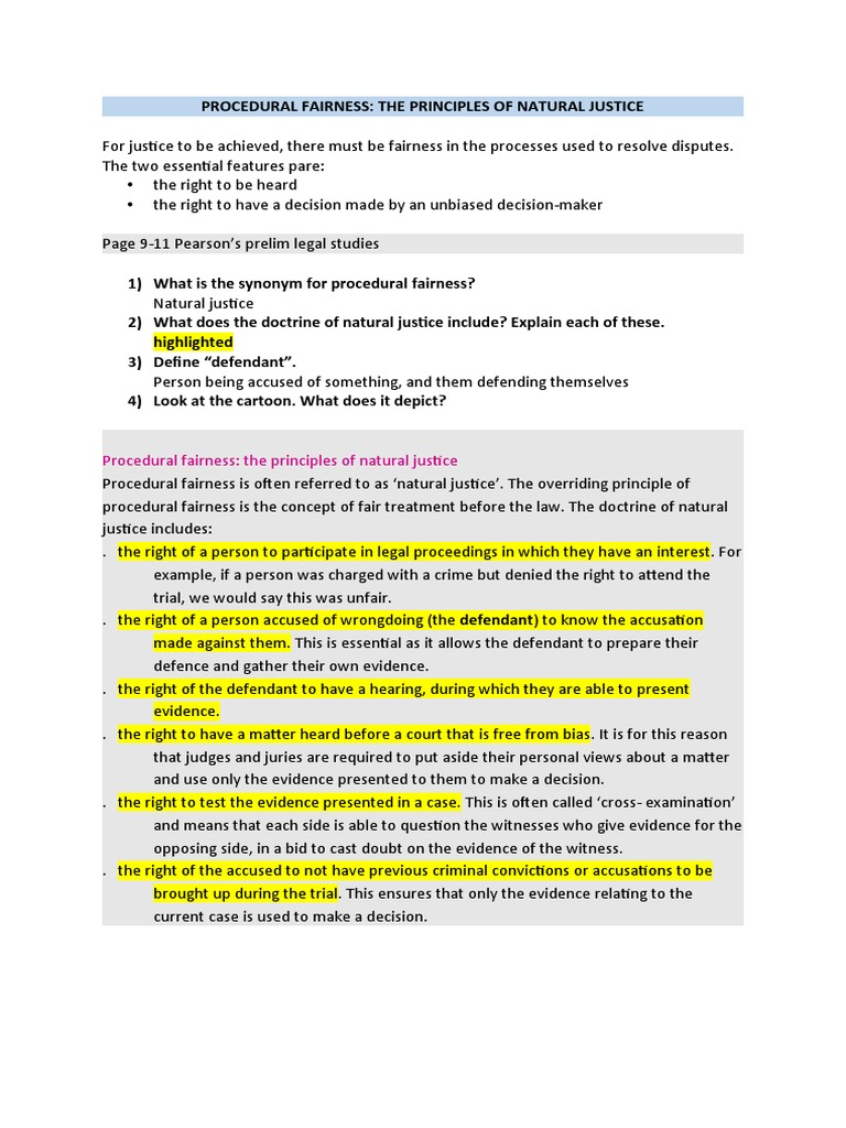 Procedural Fairness: The Principles of Natural Justice | PDF | Trials ...