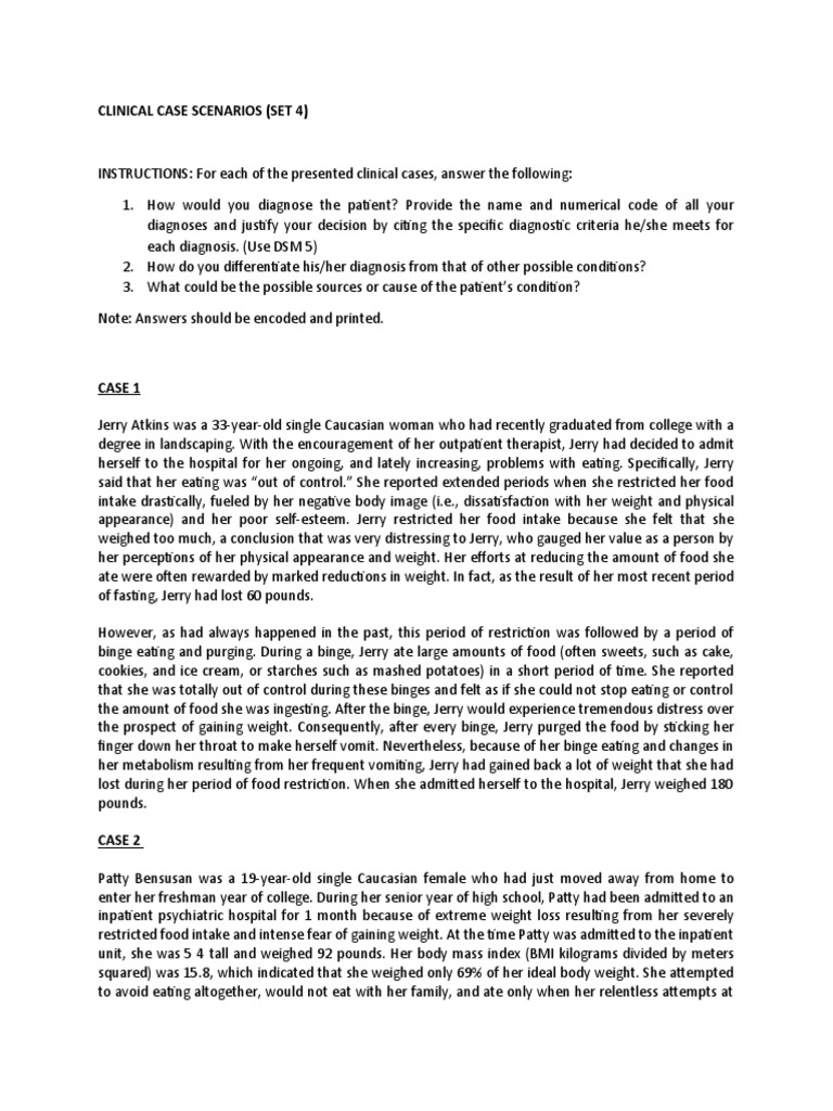 Clinical Case Scenarios (Set 4) | PDF | Sleep | Medical Diagnosis