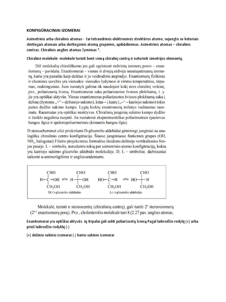 Organine Chemija. KONFIGŪRACINIAI IZOMERAI | PDF