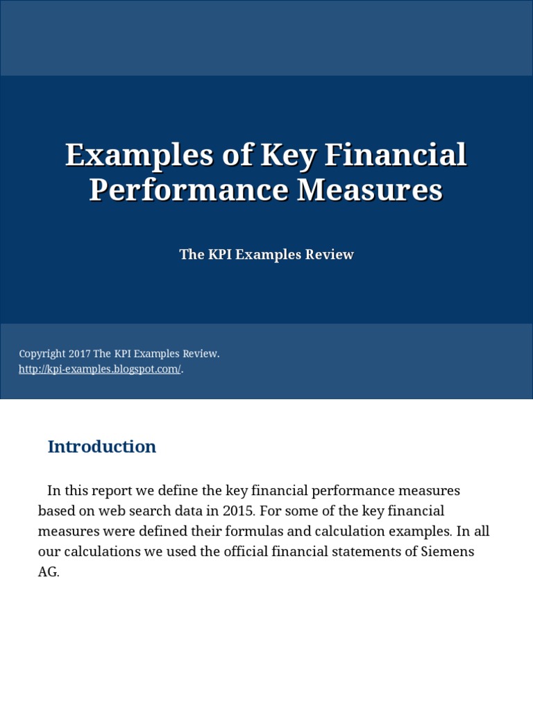 Examples of Key Financial Performance Measures | PDF | Return On ...