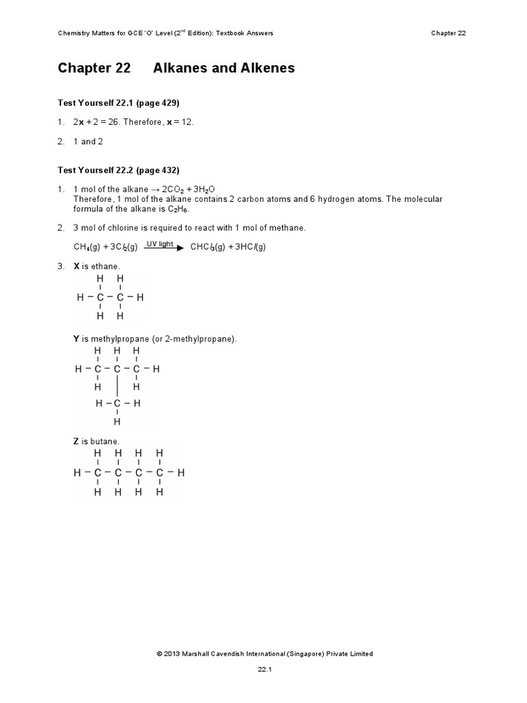 CM - TB Answers - C22 | PDF | Alkane | Alkene