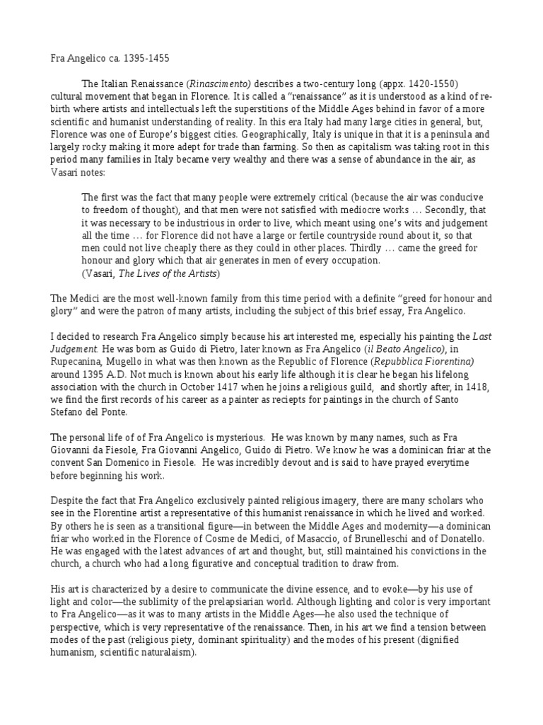 Fra Angelico Ca. 1395-1455 | PDF