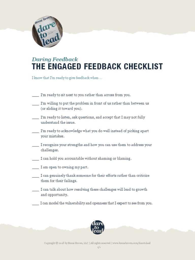 The Engaged Feedback Checklist | PDF