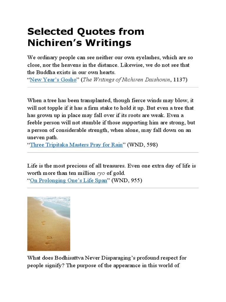 Selected Quotes From Nichiren | PDF | Buddhahood | Nichiren