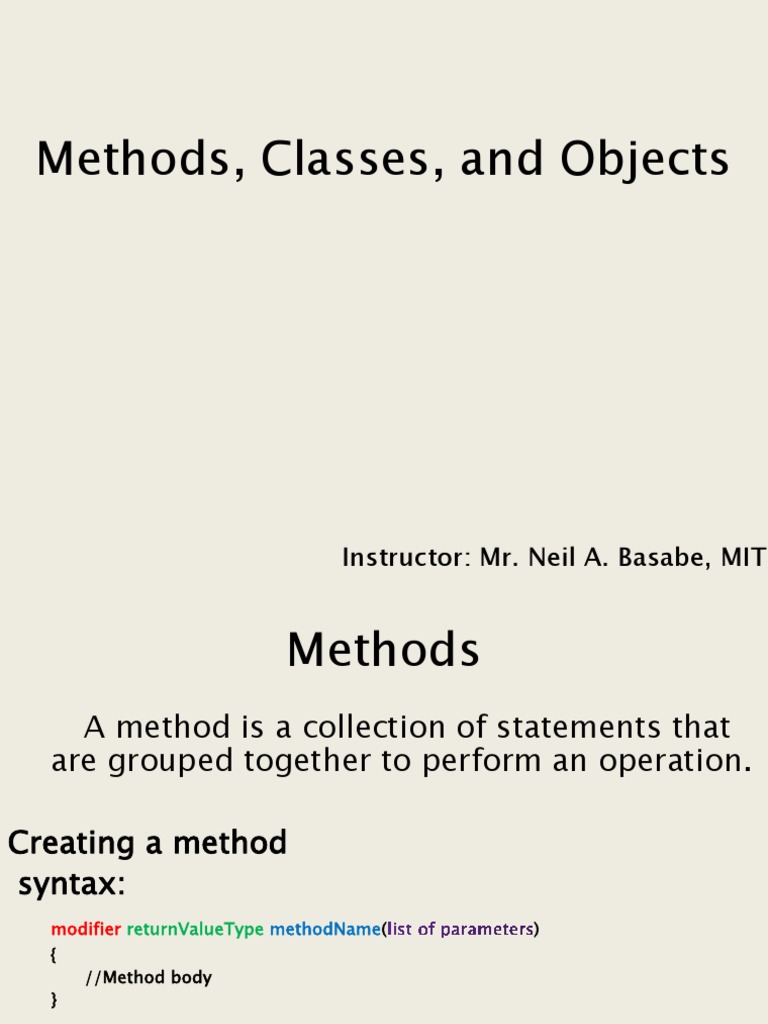 Methods Classes And Objects Pdf Method Computer Programming Constructor Object