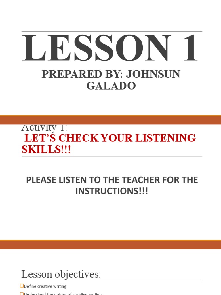 Lesson 1 Creative VS Other Forms of Writing | PDF | Idea | Thought