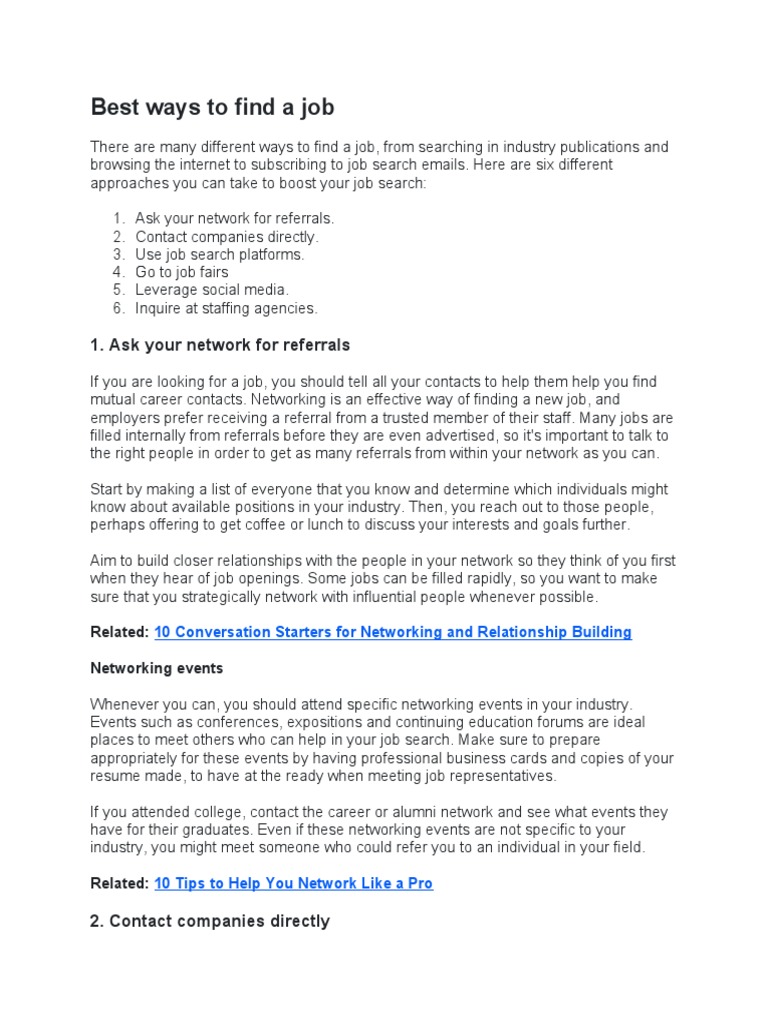 Best Ways To Find A Job | PDF | Résumé | Social Media