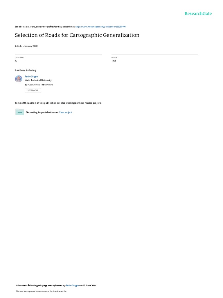 Selection of Roads For Cartographic Generalization: January 2008 | PDF ...