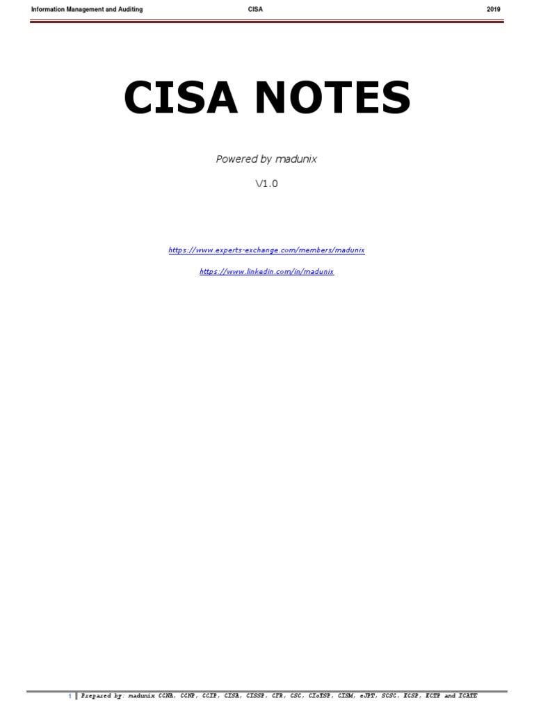 Cisa Notes Pdf Cloud Computing Information Security