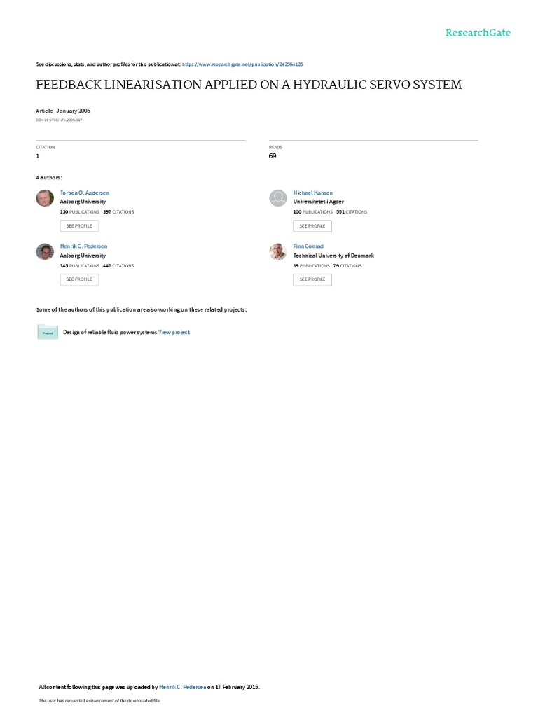 Feedback Linearisation Applied On A Hydraulic Serv | PDF | Servomechanism | Control Theory