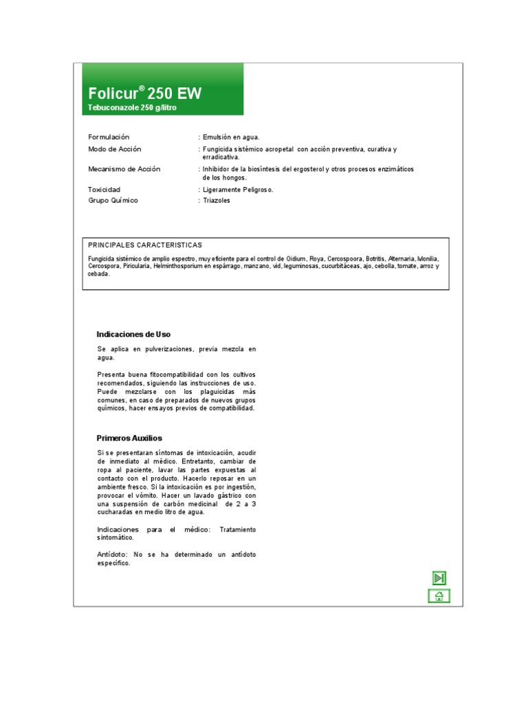 FT Folicur 250 EW | PDF | Fungicida | Toxicología