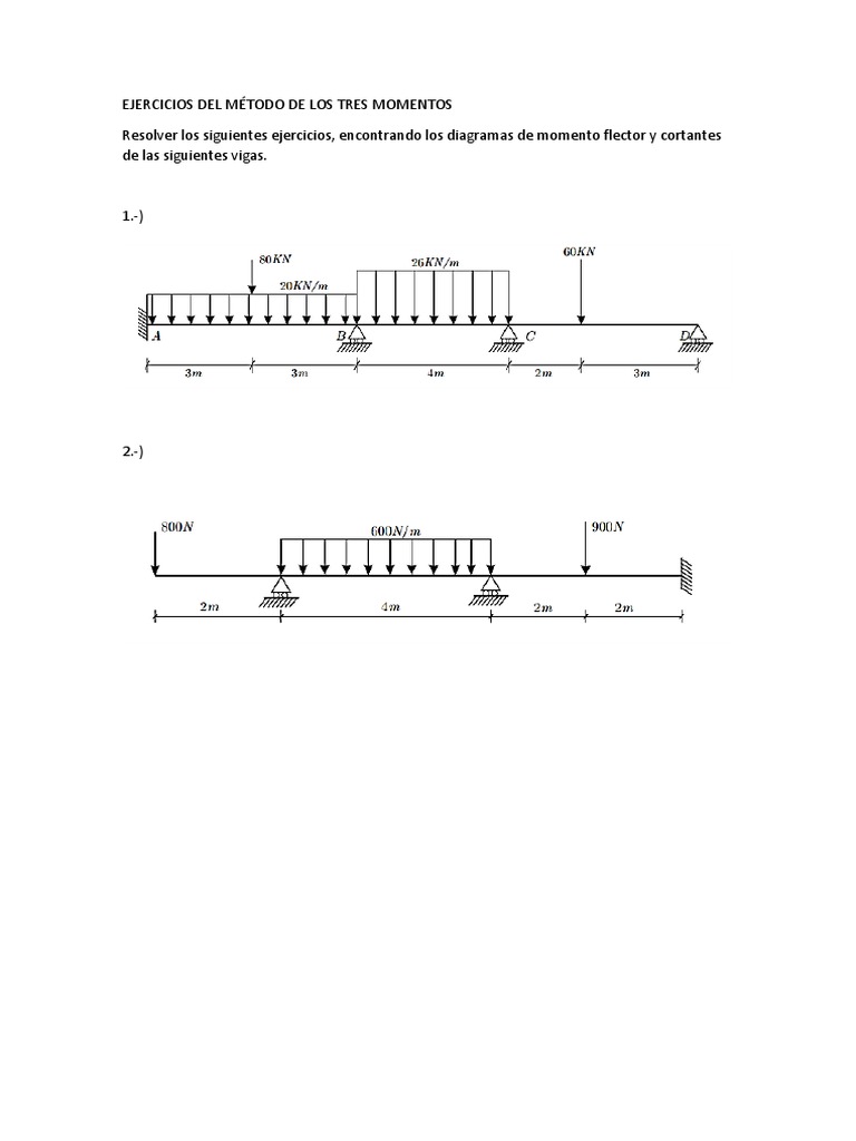 Ejercicios Del Método de Los Tres Momentos | PDF
