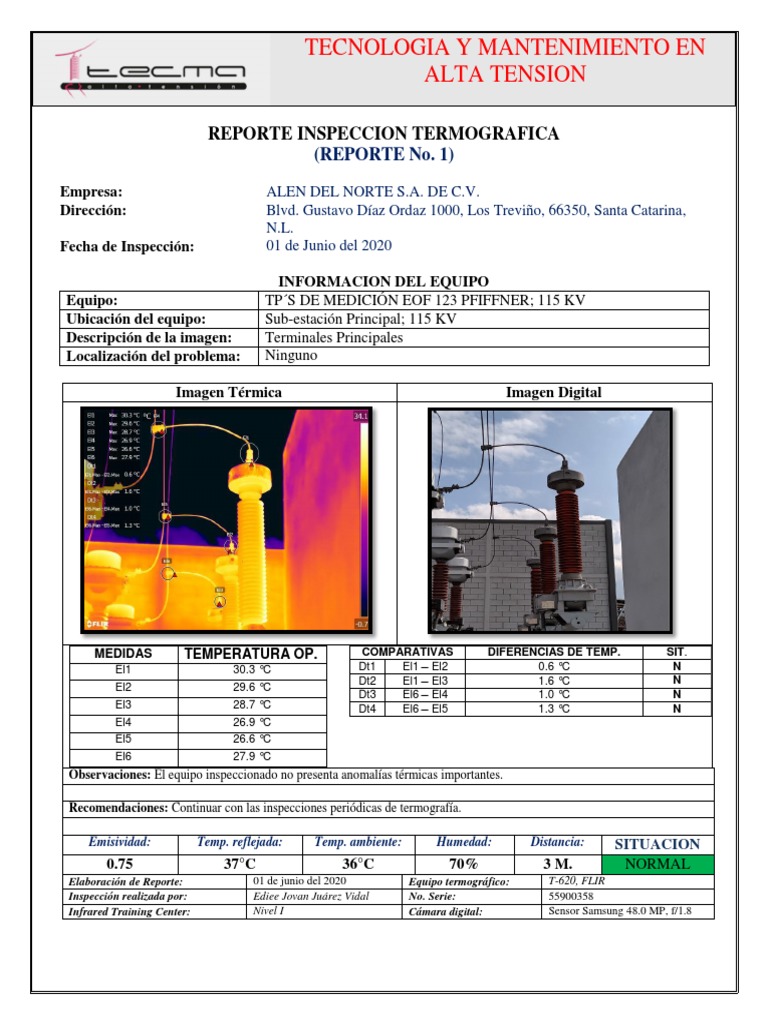 Reporte Alen Del Norte 115 KV Pre | PDF | Óptica | Infrarrojo