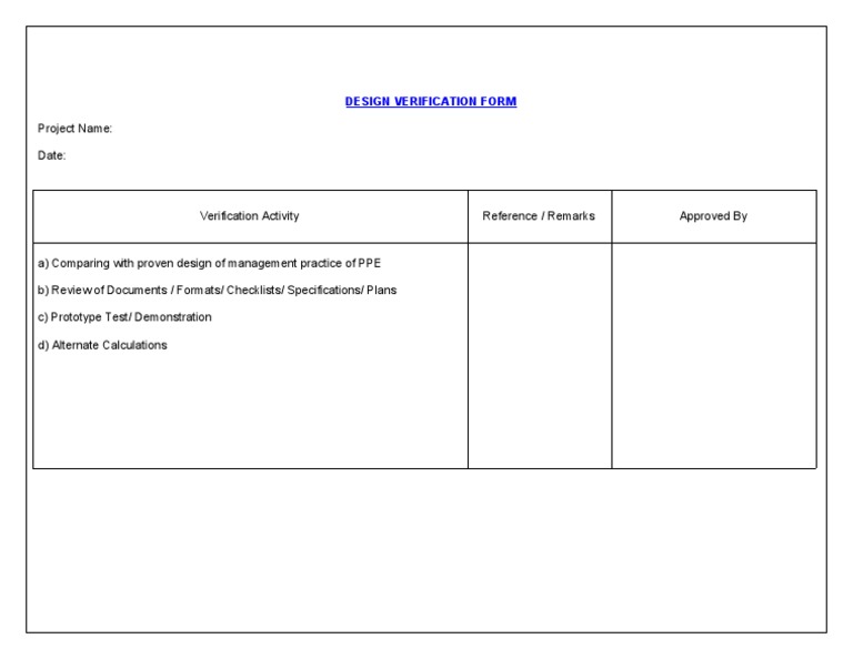 Design Verification Form Rev 00 | PDF | Technology & Engineering