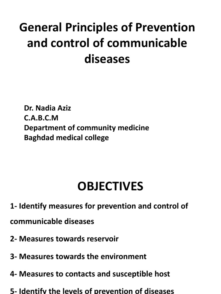 General Principles of Prevention and Control of Communicable Diseases ...