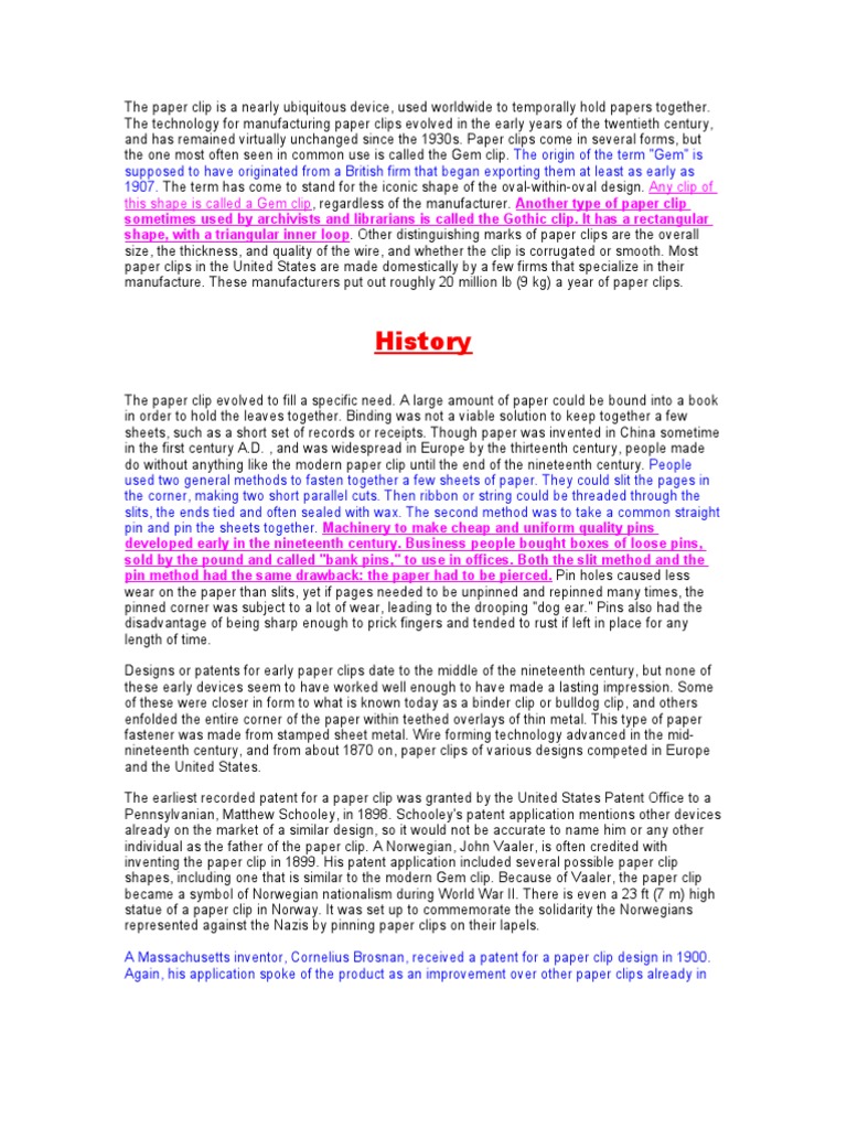 Paper Clip Manufacture | Download Free PDF | Manufactured Goods | Nature