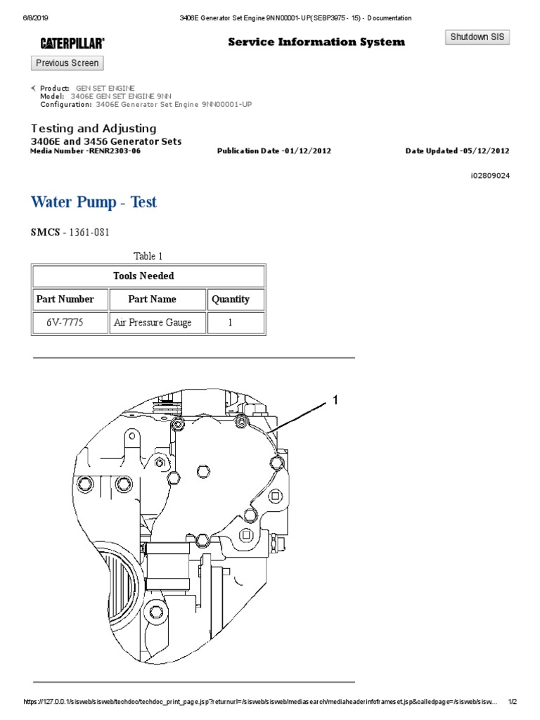 Water Pump - Test: Testing and Adjusting | PDF | Pressure | Vehicle ...