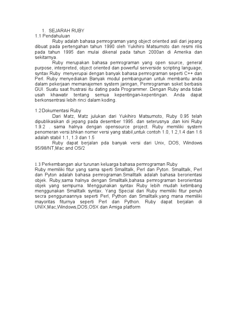 Bab 1 Sejarah Ruby | PDF