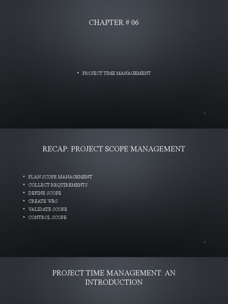 Chapter # 06: - Project Time Management | PDF | Project Management ...