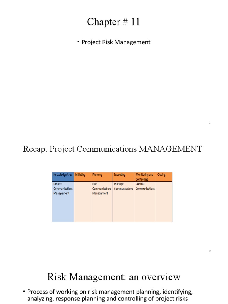 Chapter # 11: - Project Risk Management | PDF | Risk Management ...