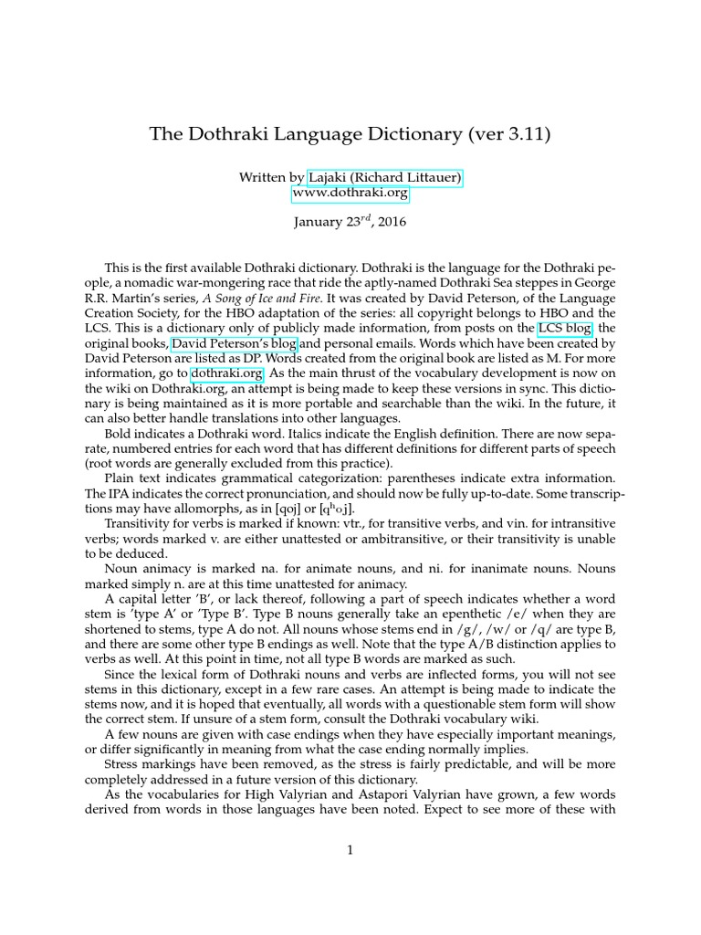 Dothraki PDF | PDF